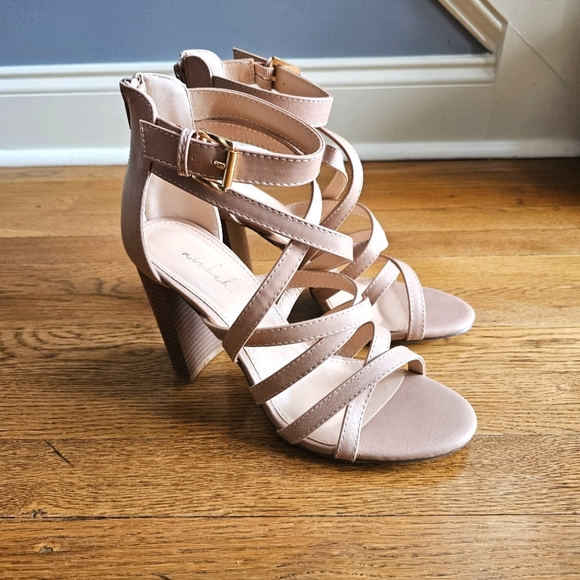 Misbehave | Shoes | Misbehave Faux Leather Cage Block Heels | Poshmark